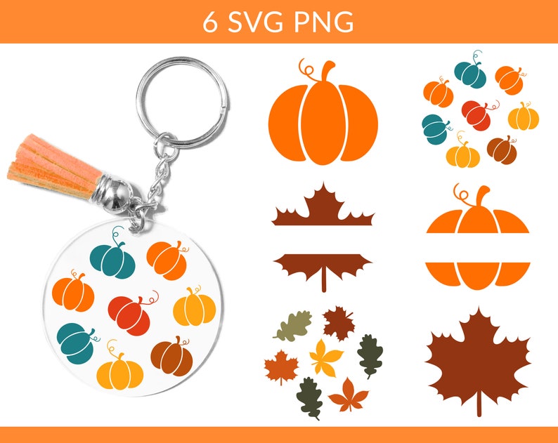 Fall Keychain Svg Pumpkin Round Keychain Svg Autumn Keyring - Etsy