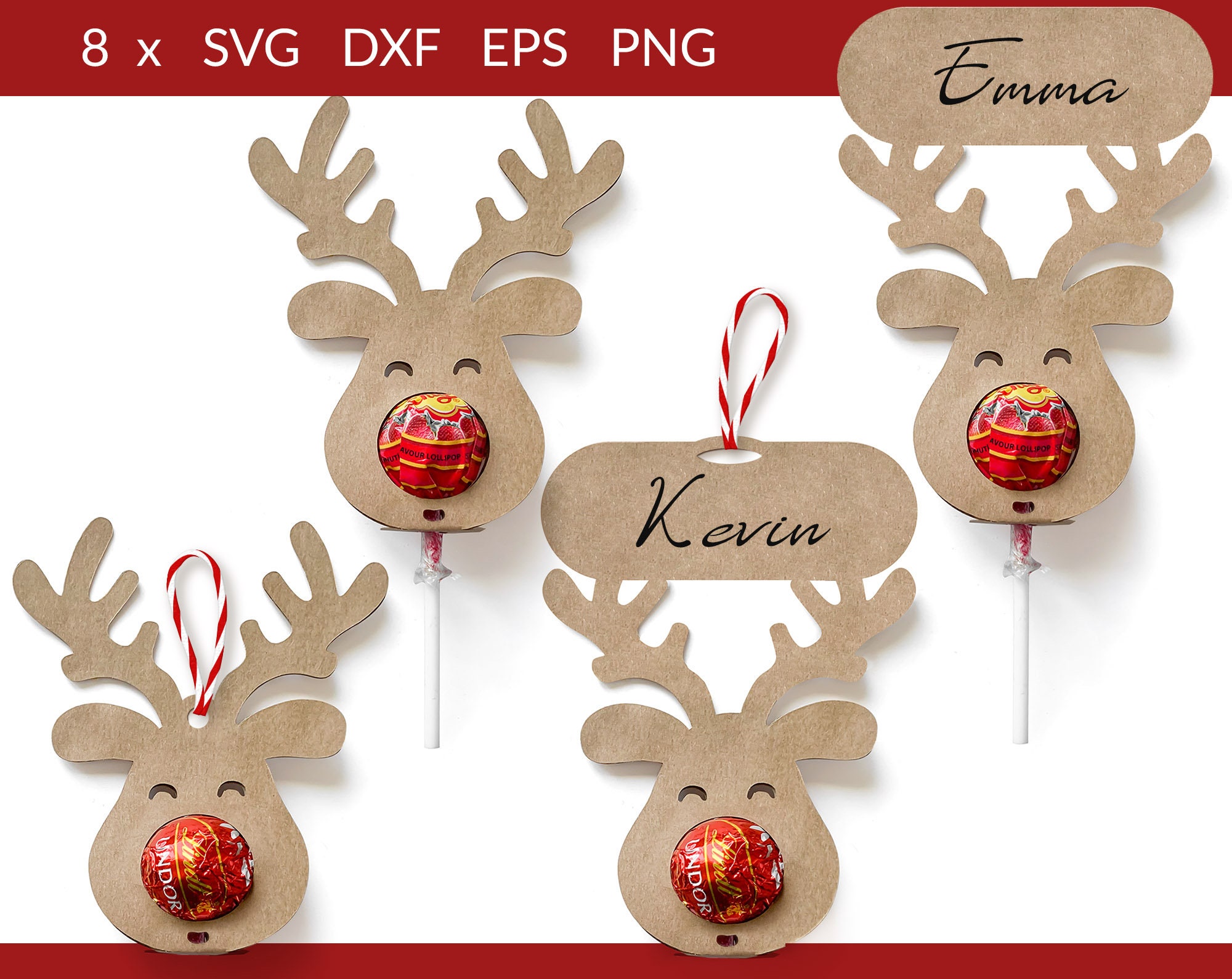 Reindeer Lollipop Holder Svg Christmas Lollipop Holder - Etsy