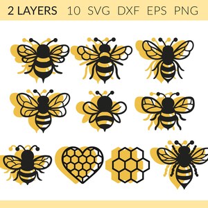 3D Bee Svg, Paper Bee Svg, 3D Bee Bundle, Bee Template Svg, Printable ...