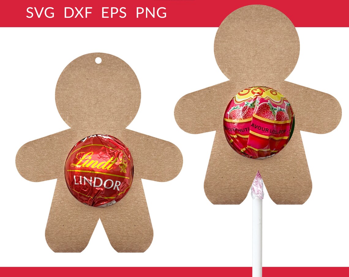 Gingerbread Man Lollipop Holder Svg Christmas Chocolate - Etsy