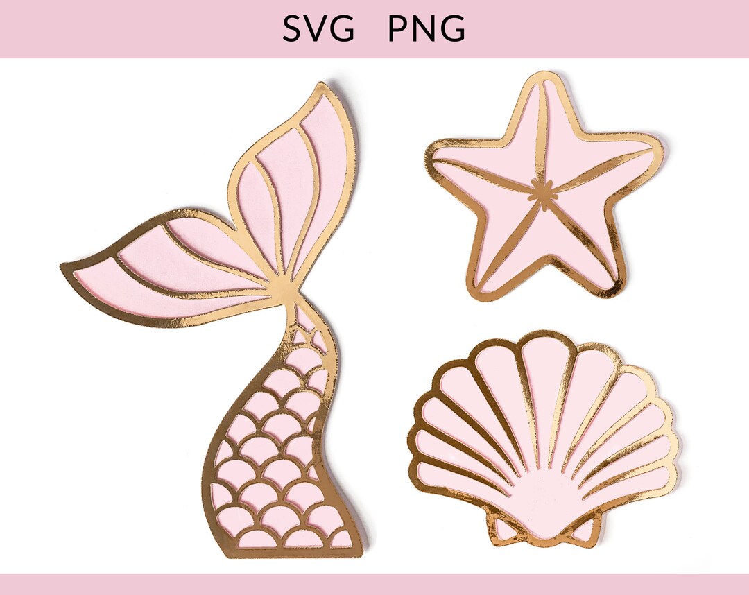 Mermaid Tail Svg, Mermaid Seashell Starfish Png, Mermaid Birthday Girl ...