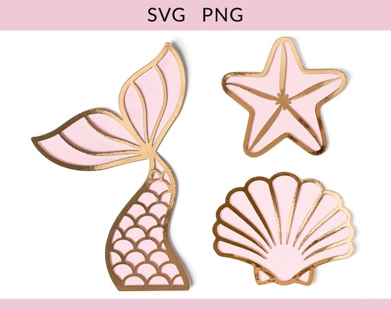 Mermaid Tail Svg Mermaid Seashell Starfish Png Mermaid - Etsy Singapore