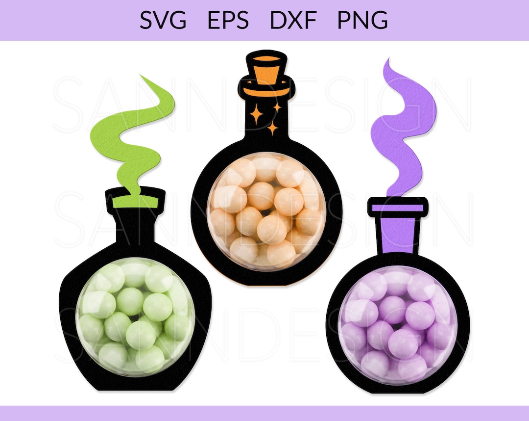 Halloween Candy Dome Svg, Potion Bottles Candy Holder, Poison Bottle ...