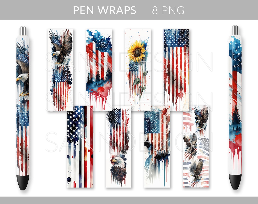 American Flag Pen Wraps, Patriotic Pen Wrap, 4th July Pen Wrap Png, USA ...
