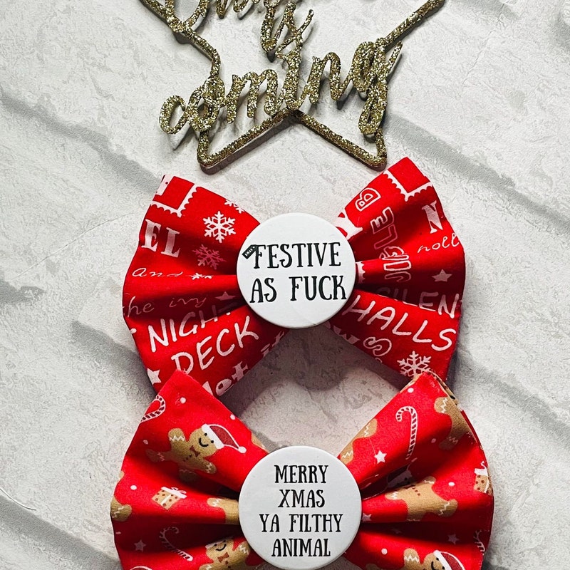 Funny Christmas Dog Bow - Etsy UK