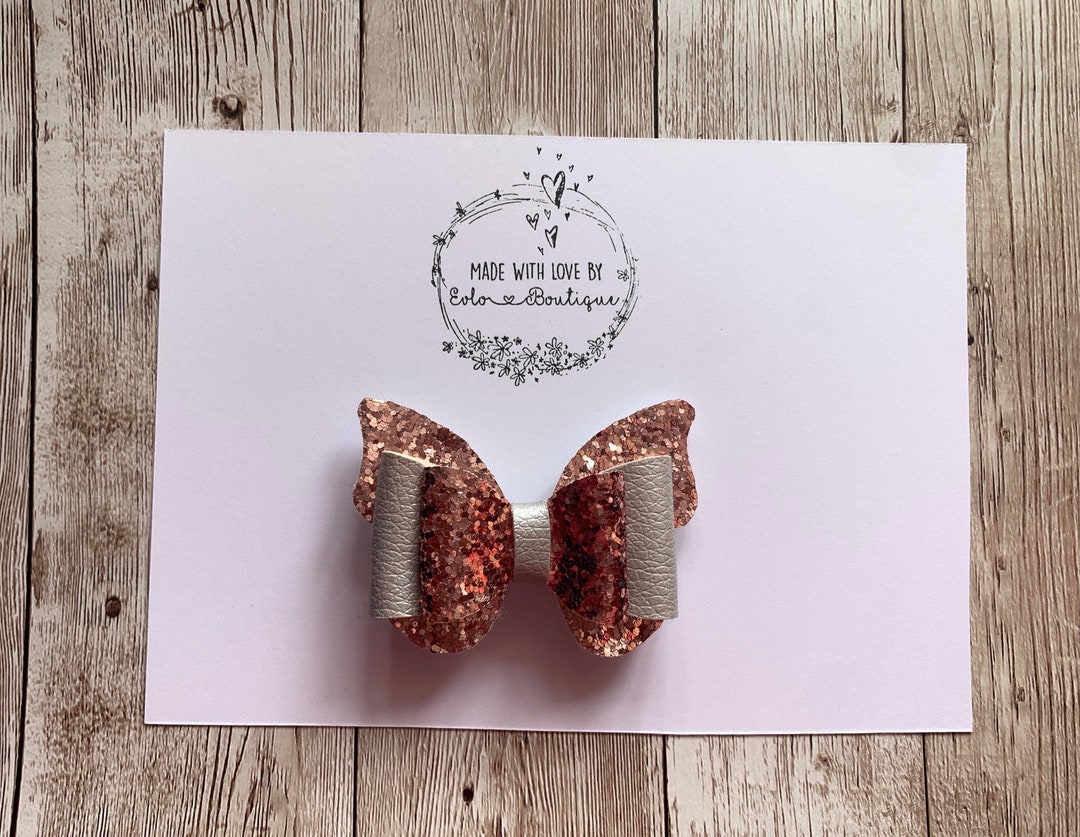 Beautiful Rose Gold Glitter Butterfly Hair Bow/ Chunky Rose Gold ...