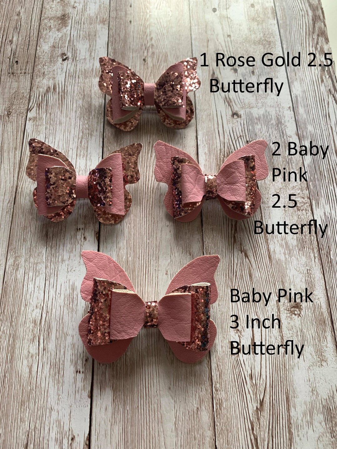 Beautiful Pink/rose Gold Butterfly Hair Bow/ Glitter Butterfly Bow ...
