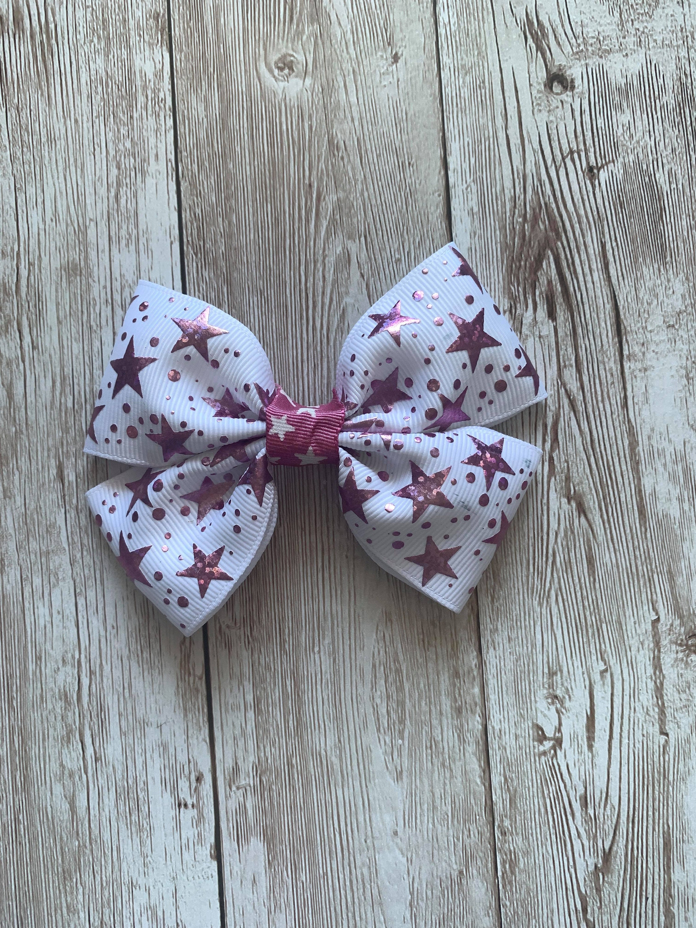 Beautiful Star Bow / Holographic star grosgrain ribbon / Star | Etsy