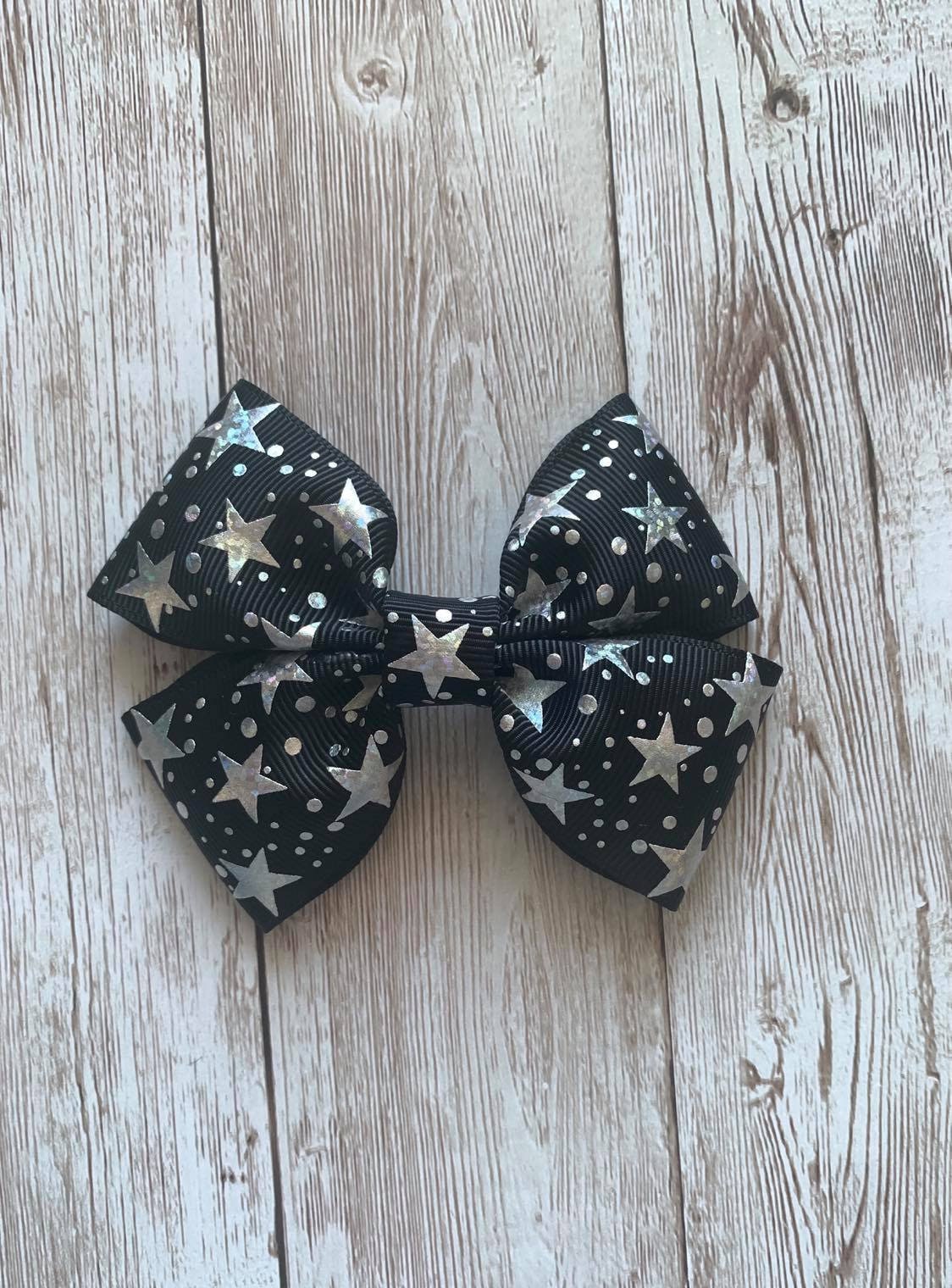 Beautiful Star Bow / Holographic star grosgrain ribbon / Star | Etsy