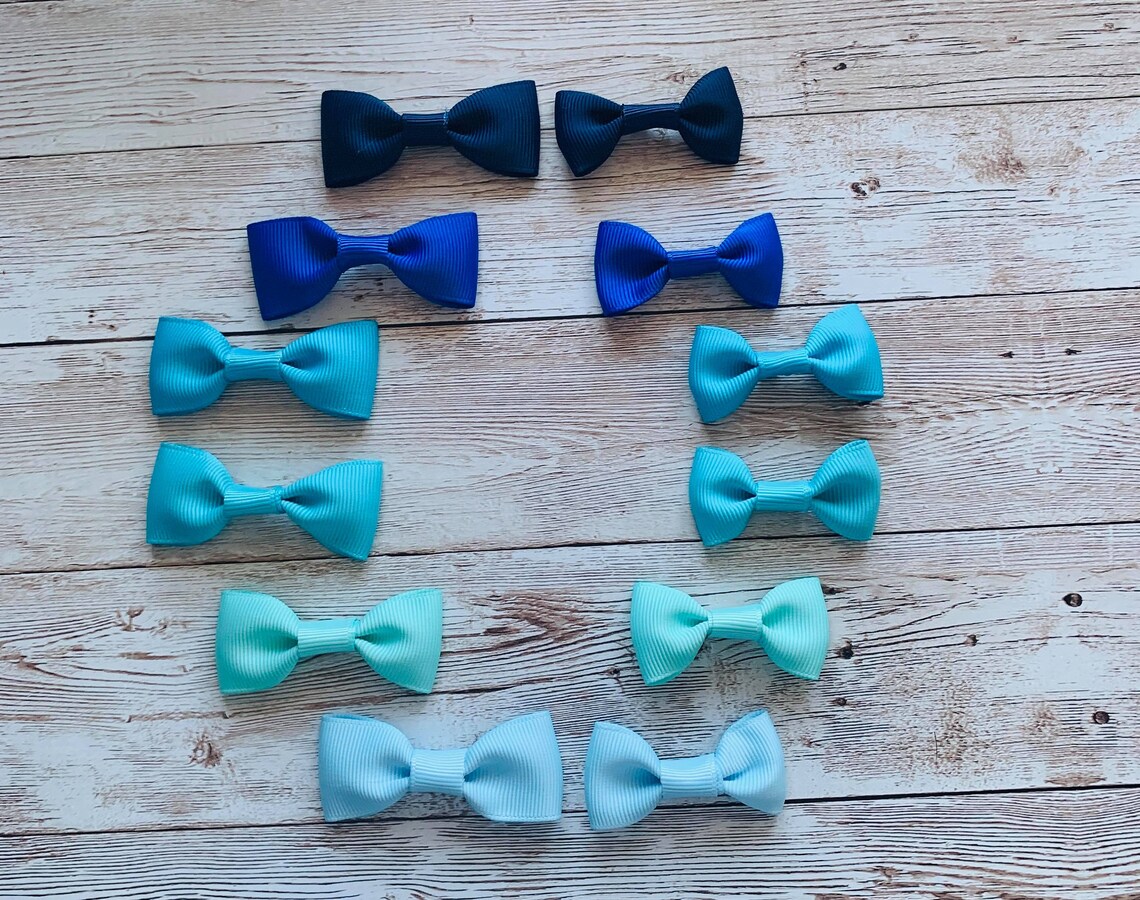 Beautiful Blue Hair Bows / Blue Hair Band/ Grosgrain Ribbon - Etsy