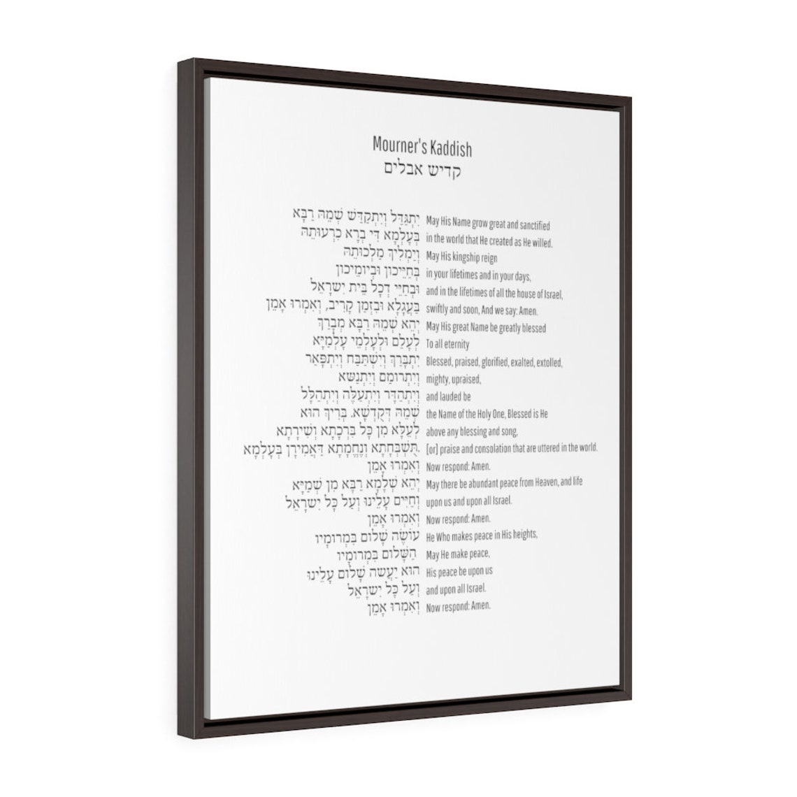 Mourner's Kaddish Hebrew and English Walnut Framed - Etsy UK