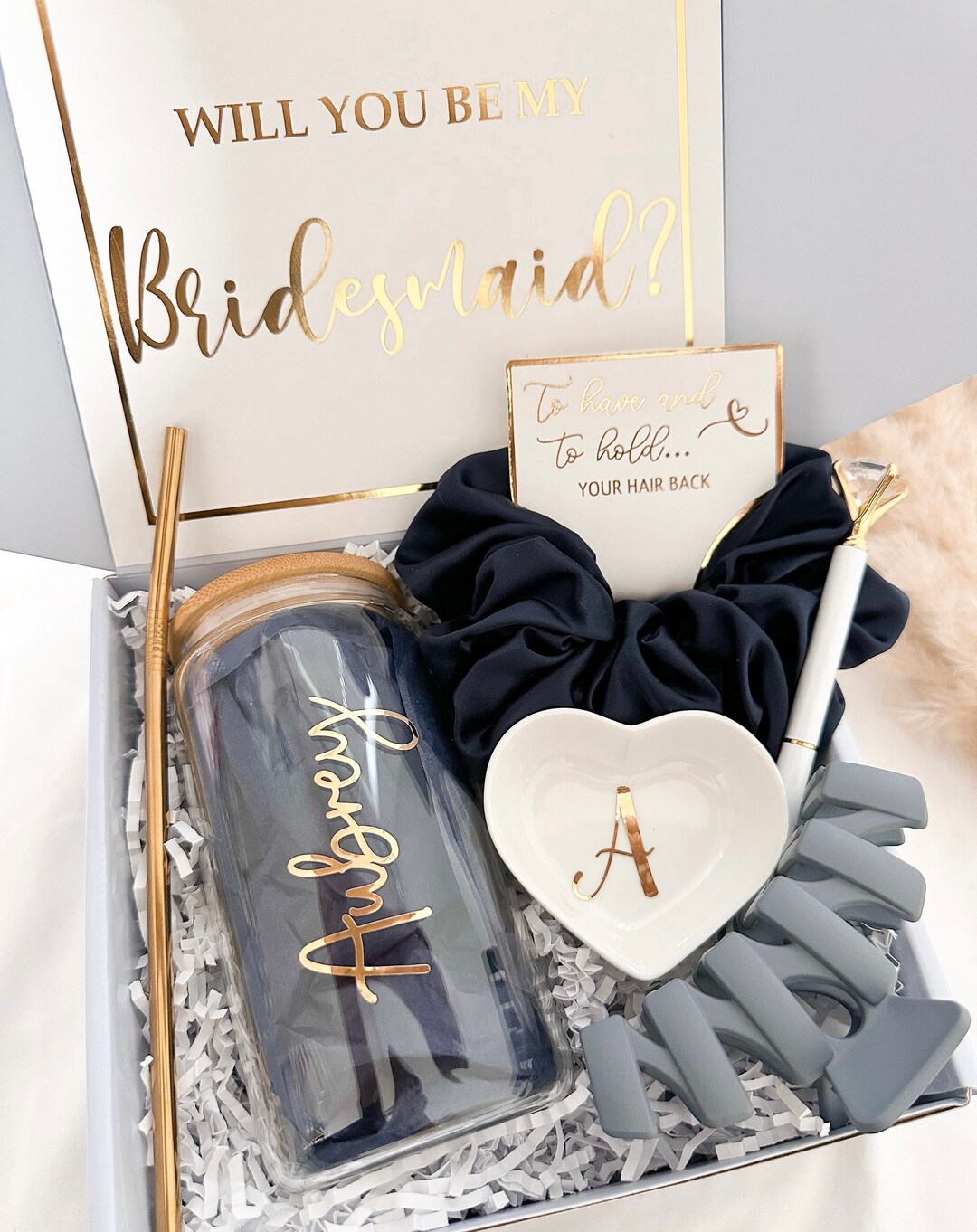 Bridesmaid Proposal Gift Set, Personalized Gift Box for Her With Ring ...