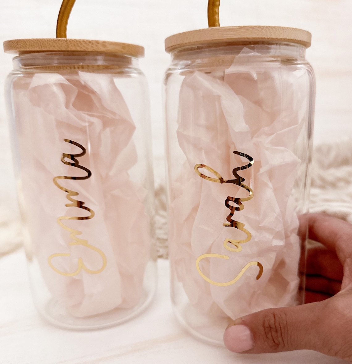 Glass Tumbler With Lid And Straw Personalized Iced Coffee Cup Etsy