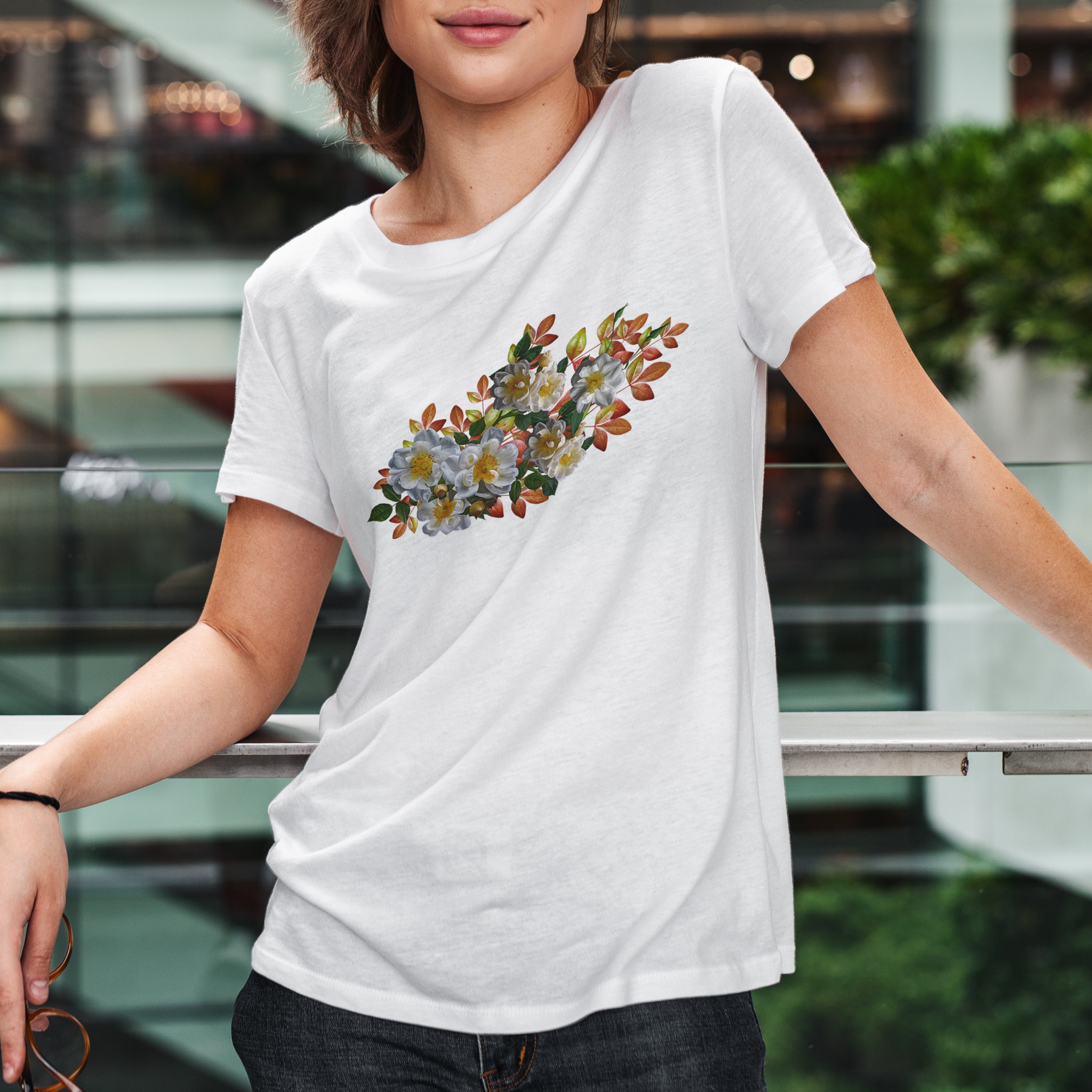 Botanical Graphic Shirt - Painted Floral Shirt - Women's Spring Flower ...