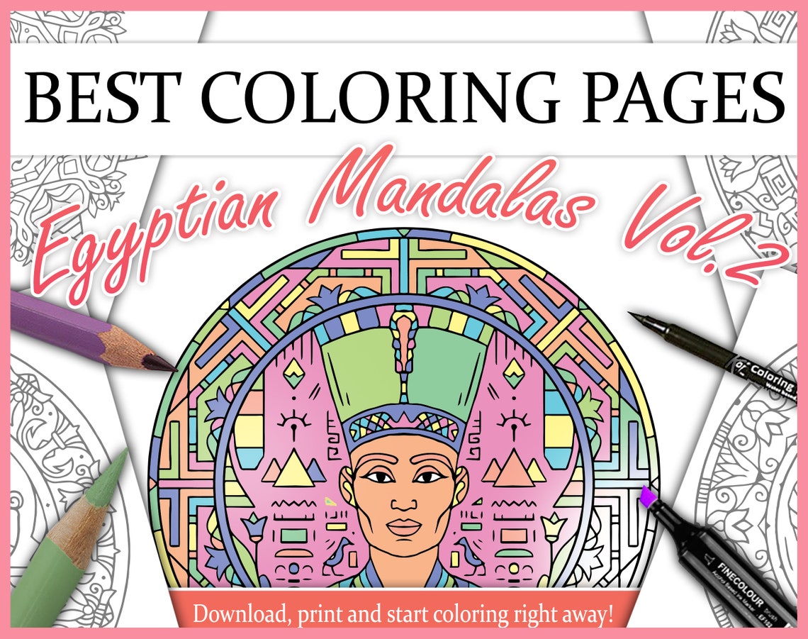 Egyptian Mandala Set of 5 Coloring Pages Vol.2 Mandalas of - Etsy