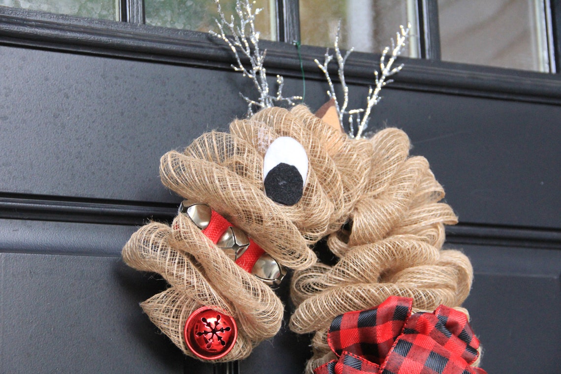 Reindeer Christmas Wreath - Etsy
