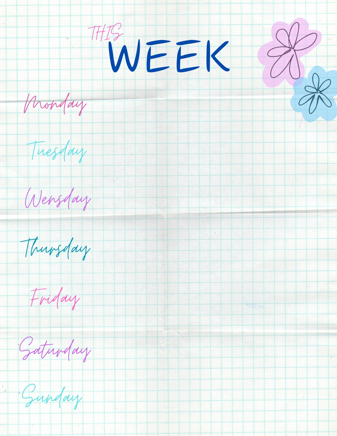 This Week Schedule Template for Journaling, With Graph Paper Behind It ...