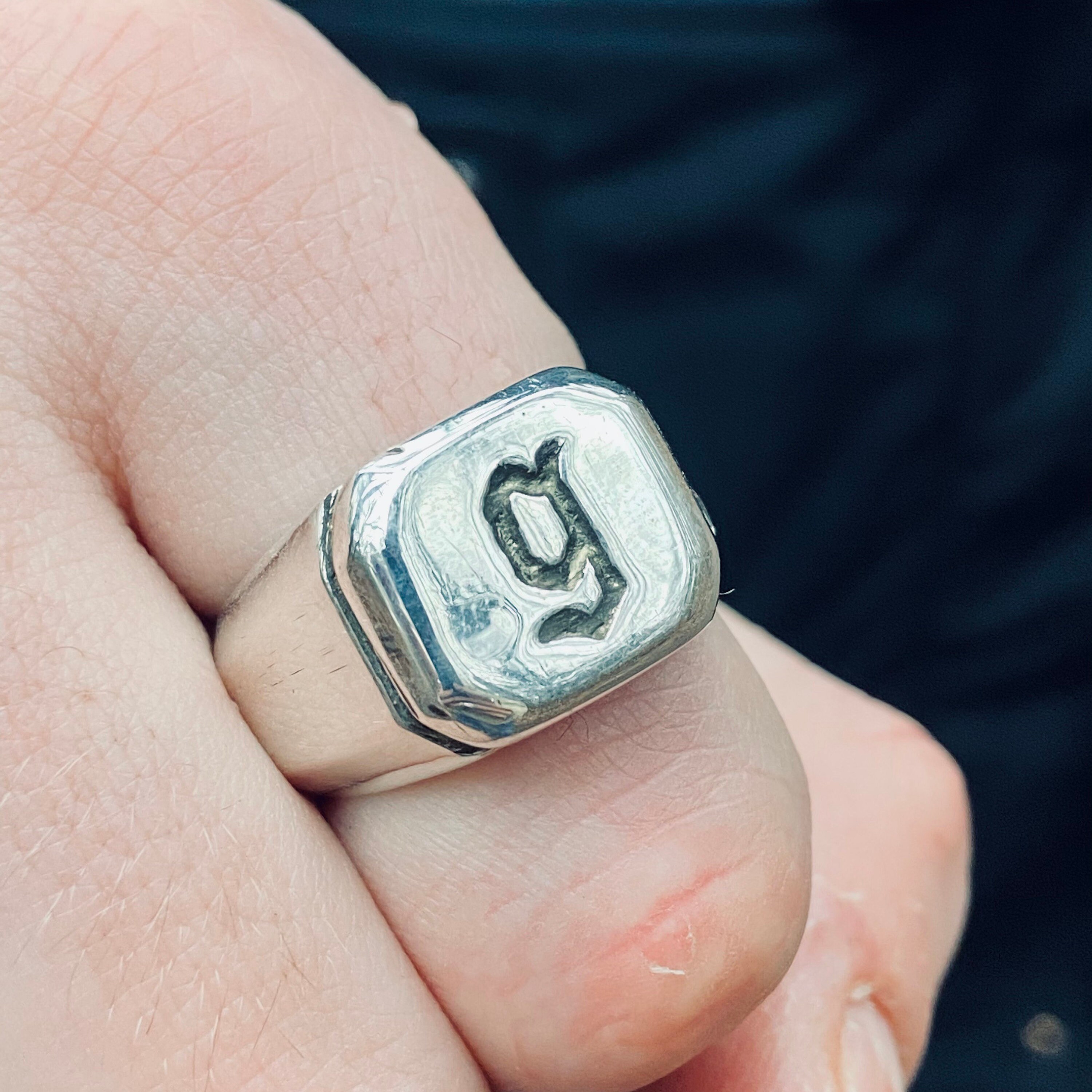 Custom Engraving. Handmade Smooth Elegant Signet Class Ring ALL SIZES ...