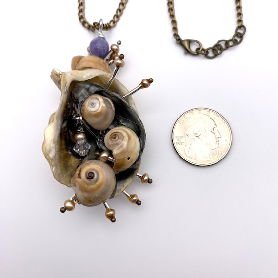 Handmade Shell Cluster Pendant Necklace - Gem