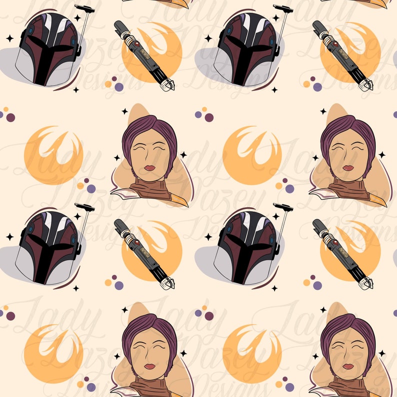 Sabine Wren Mandalorian Ashoka Series Seamless Digital Pattern Paper ...
