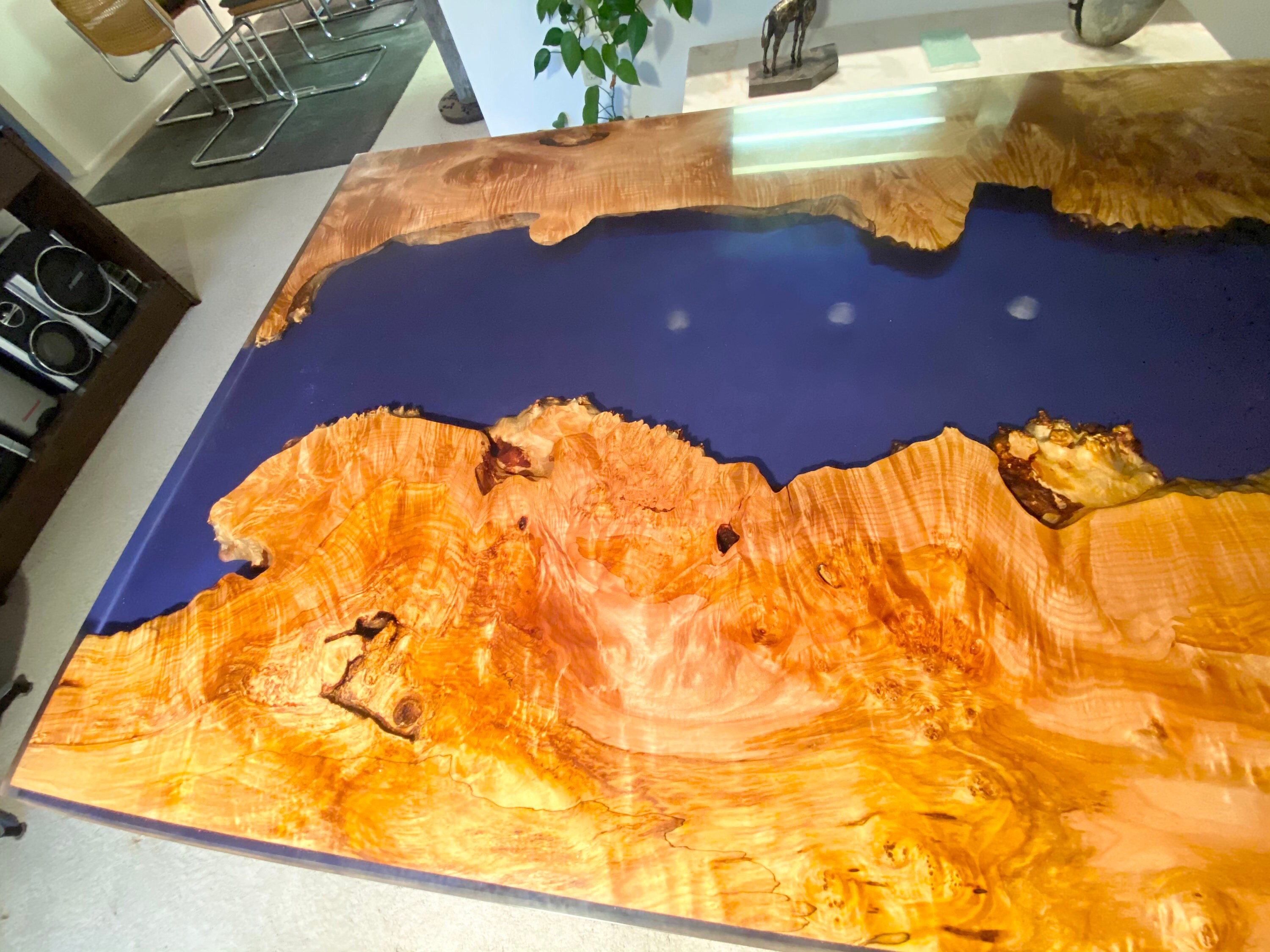 Gorgeous Custom Burled Maple & Epoxy River Table - Etsy
