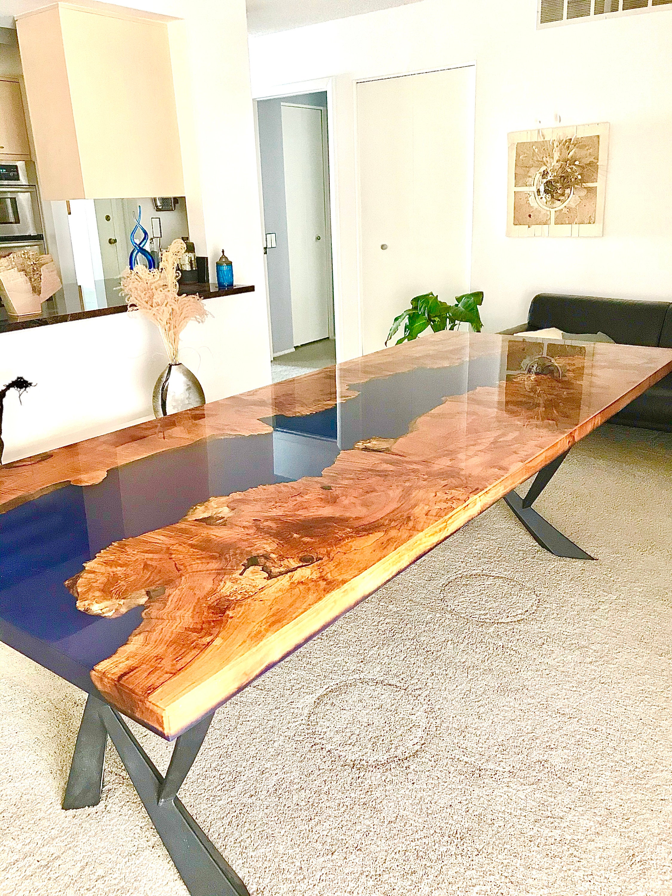 Gorgeous Custom Burled Maple & Epoxy River Table - Etsy