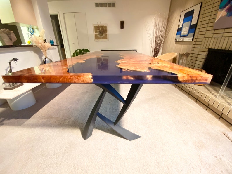 Gorgeous Custom Burled Maple & Epoxy River Table - Etsy