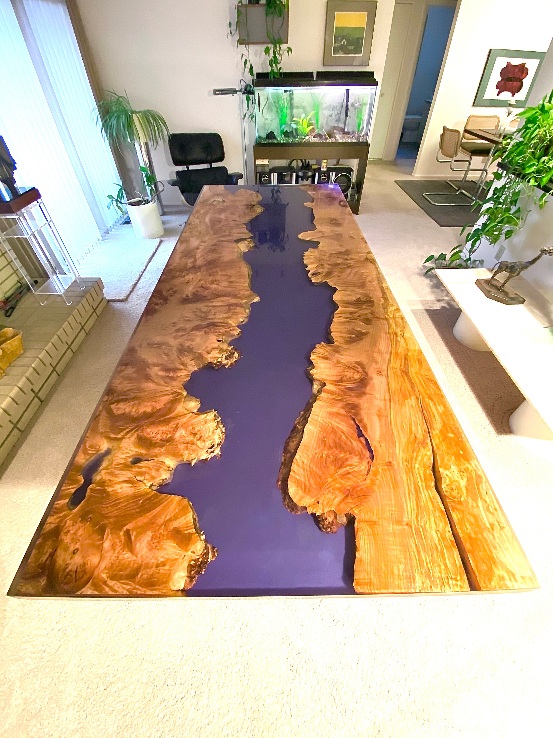 Gorgeous Custom Burled Maple & Epoxy River Table - Etsy