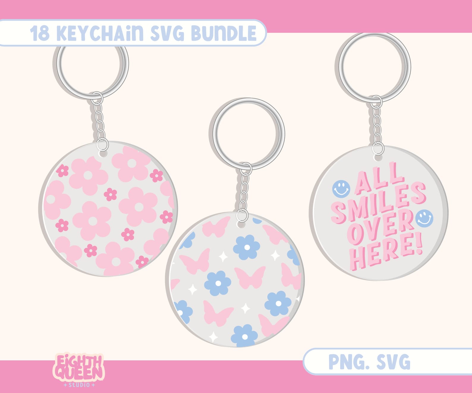 Trendy Round Keychain SVG Bundle: Cricut Cut Files (commercial Use) - Etsy
