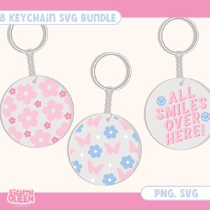Round Keychain SVG BUNDLE | Trendy Cut Files for Cricut | Round Acrylic ...