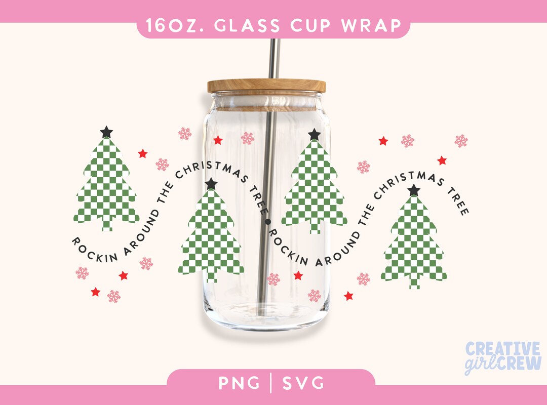Christmas Tree Glass Cup Wrap SVG PNG - 16oz Libbey (commercial Use) - Etsy