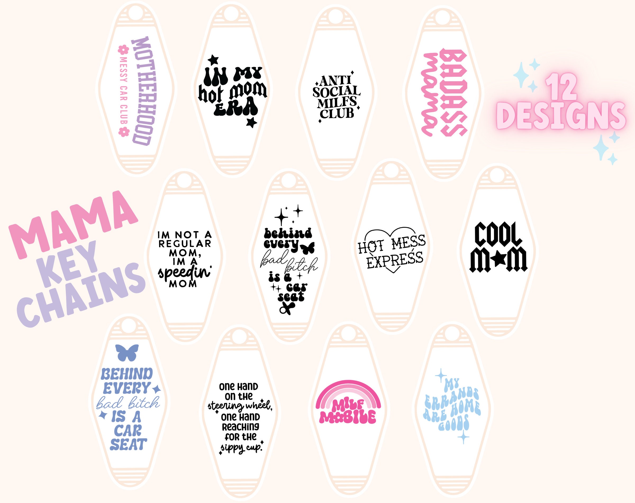 Mama Motel Keychain SVG Bundle: 12 Mom Designs (digital Download) - Etsy