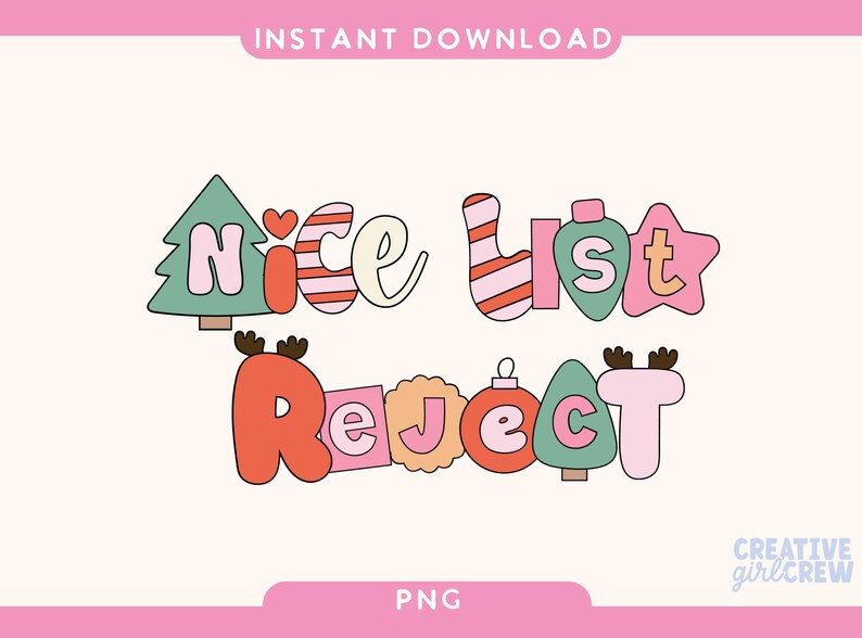 Nice List Reject PNG: Retro Christmas Design (digital Download) - Etsy