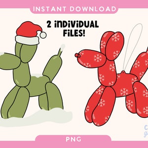 Christmas Balloon Dog PNG: Funny Xmas Sublimation Design (digital ...
