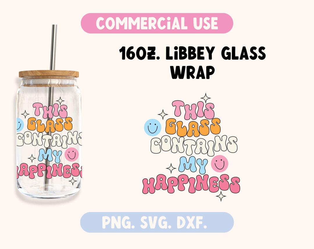 Happy Beer Can Glass SVG for Libbey | Trendy Beer Can Glass Wrap 16 Oz ...