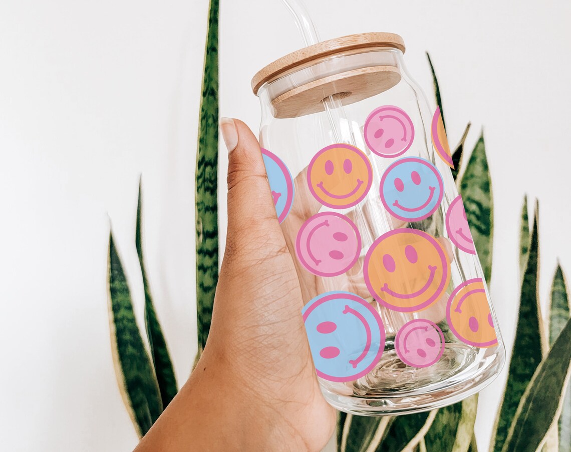 Happy Face Beer Can Glass SVG for Libbey Trendy Beer Can - Etsy