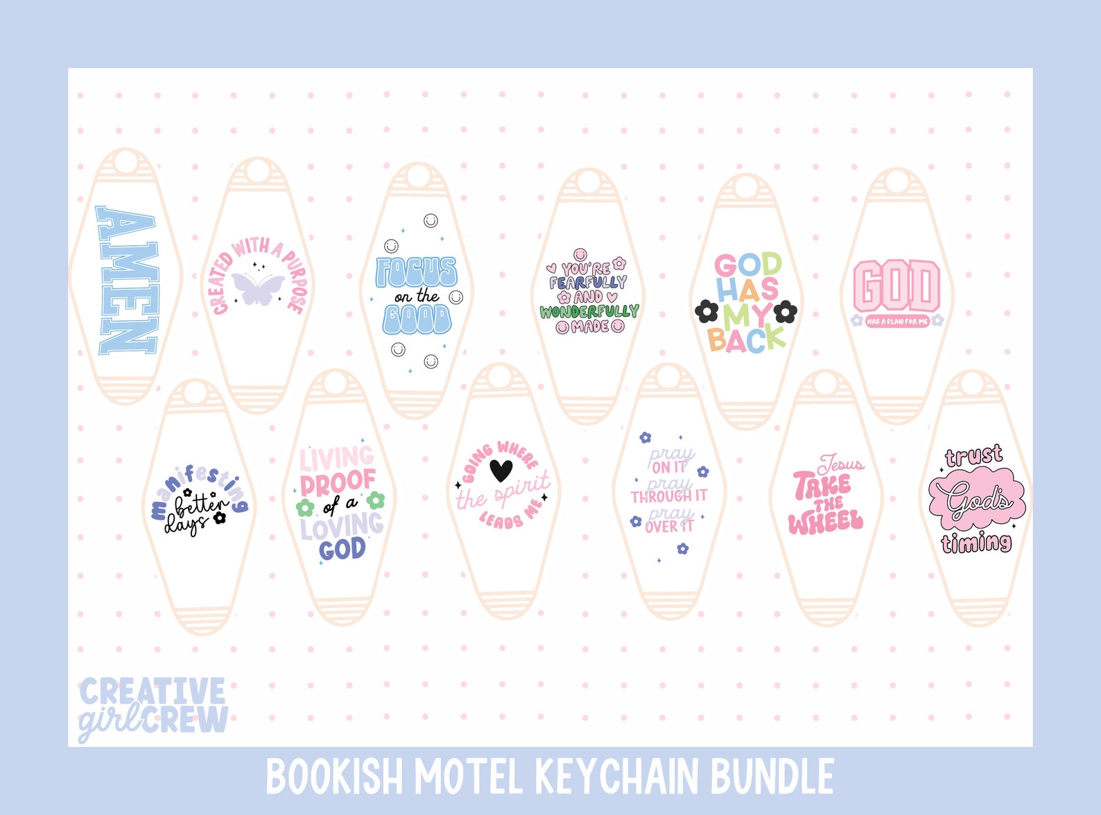Christian Motel Keychain SVG & PNG File Bundle | Trendy God Sublimation ...