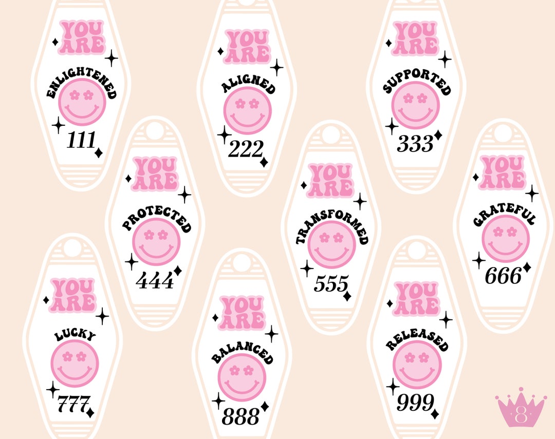 Angel Numbers Motel Keychain SVG Bundle: Affirmations Cut Files ...