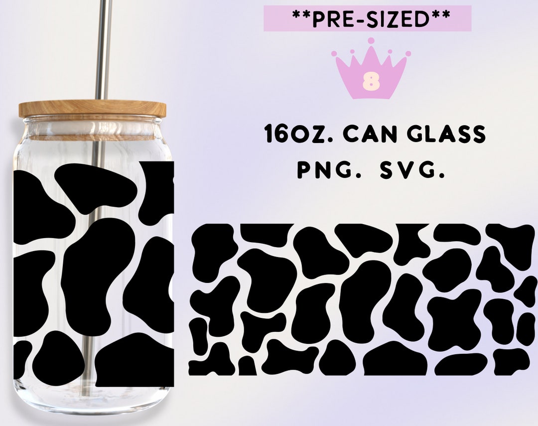Cow Print Wrap SVG for Libbey Beer Can Glass Wrap 16 Oz | Cow Design ...
