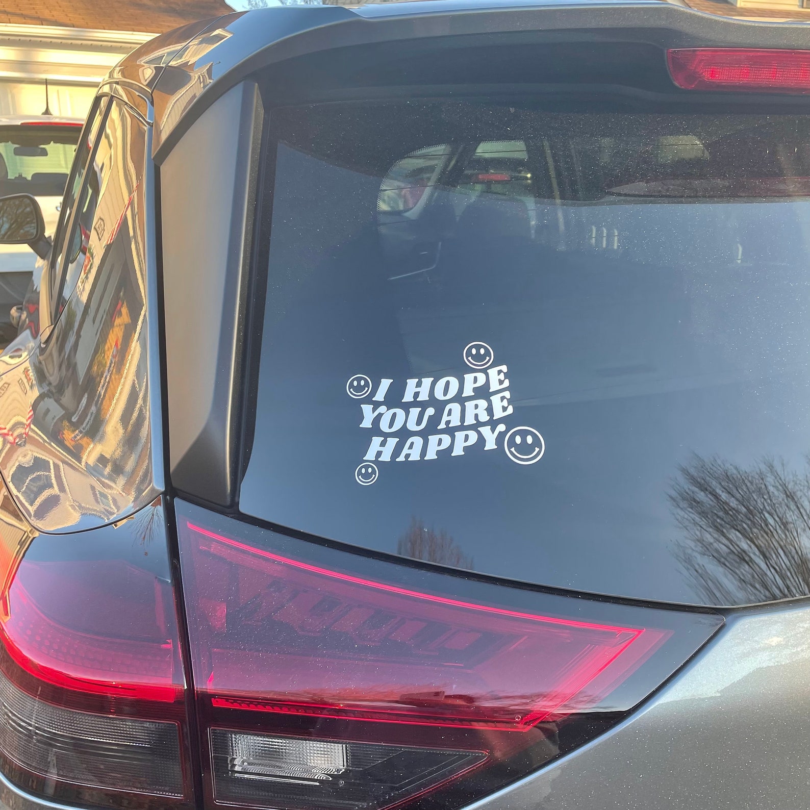 Smiley Face Car Decal | Customizable Car Decal | I Hope You're Happy ...