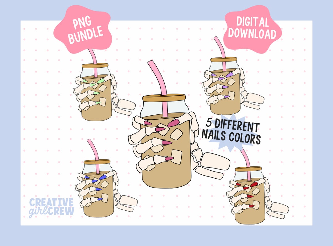 Girly Skeleton Iced Coffee PNG Bundle Trendy Libbey Iced Coffee ...