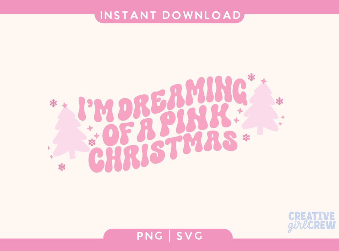 Pink Christmas Tree PNG SVG: Dreaming of Pink Design (commercial Use ...
