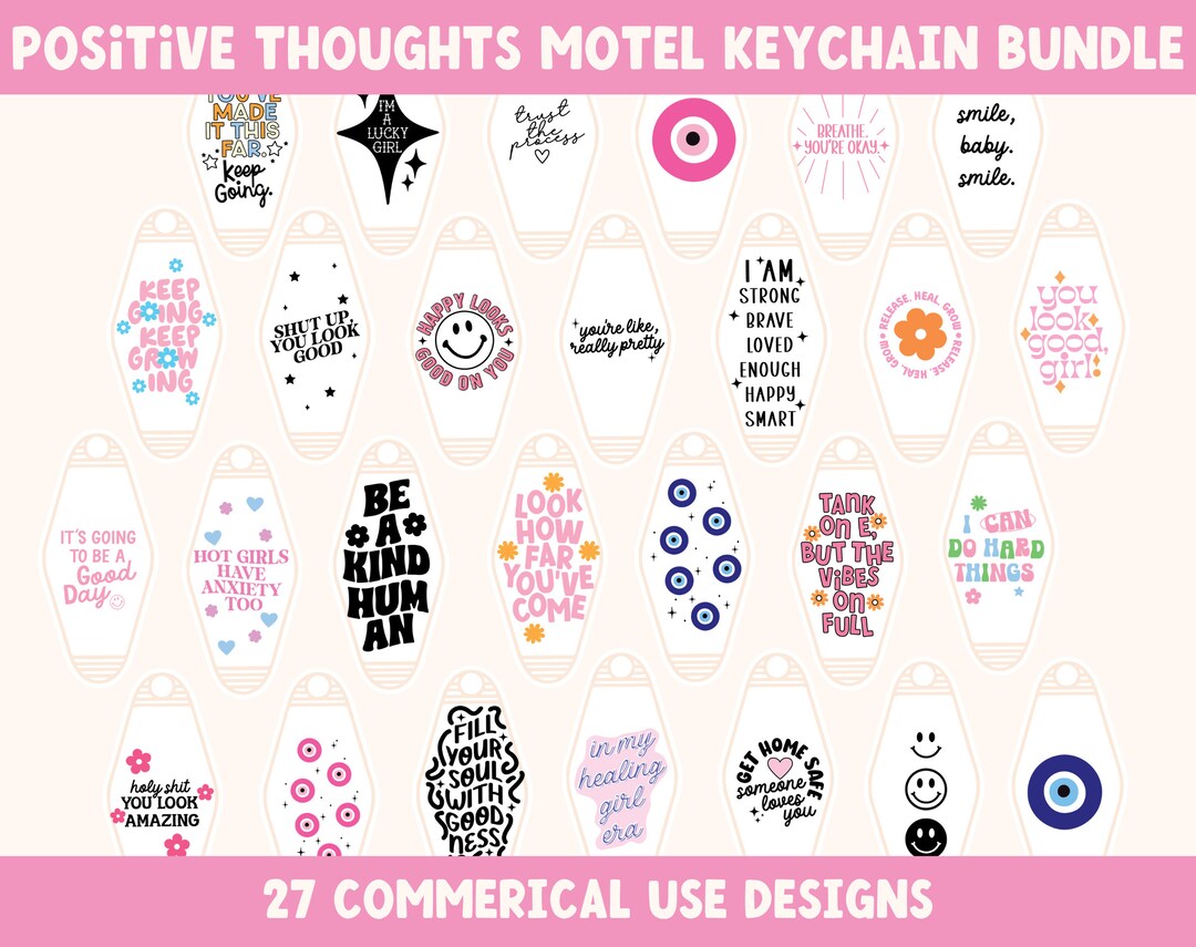 Positive Thoughts Motel Keychain SVG Bundle: Retro Designs (digital ...