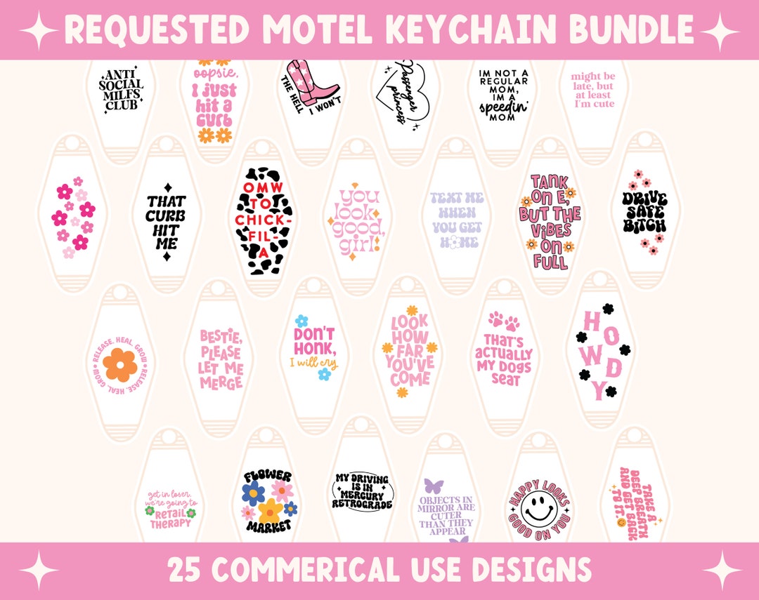 Motel Keychain SVG Bundle: Retro Designs, Cricut Cut Files (digital ...