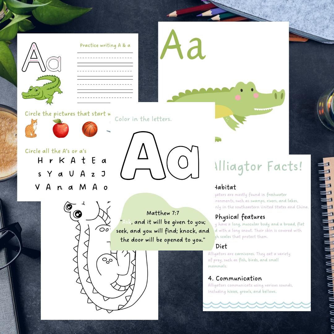 A is for Alligator Worksheets - Etsy