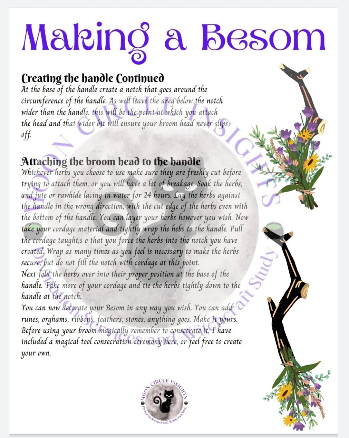 Making a Magical Besom or Broom Printable PDF Instructions - 7 Pages - Etsy