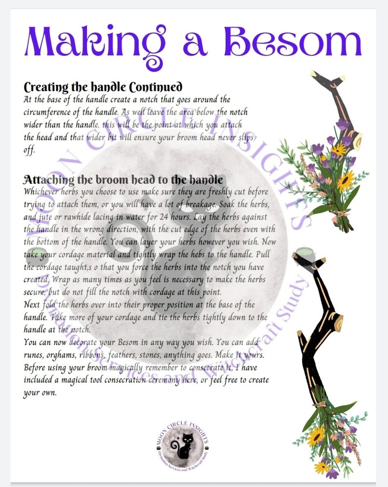 Making a Magical Besom or Broom Printable PDF Instructions - 7 Pages - Etsy