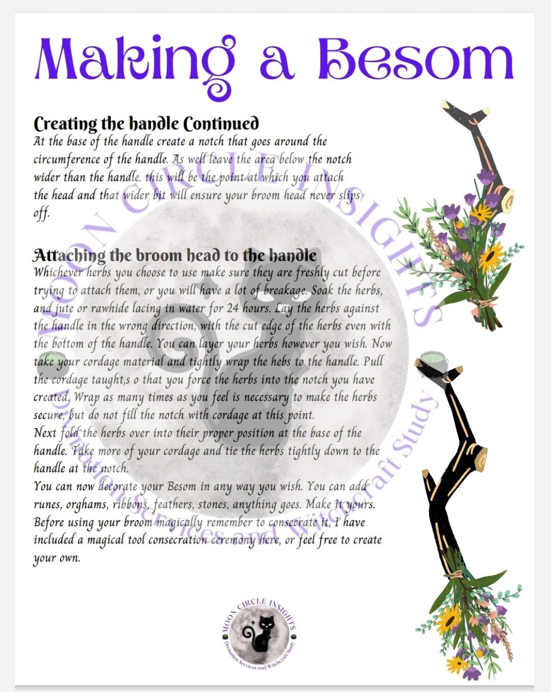 Making a Magical Besom or Broom Printable PDF Instructions - 7 Pages - Etsy