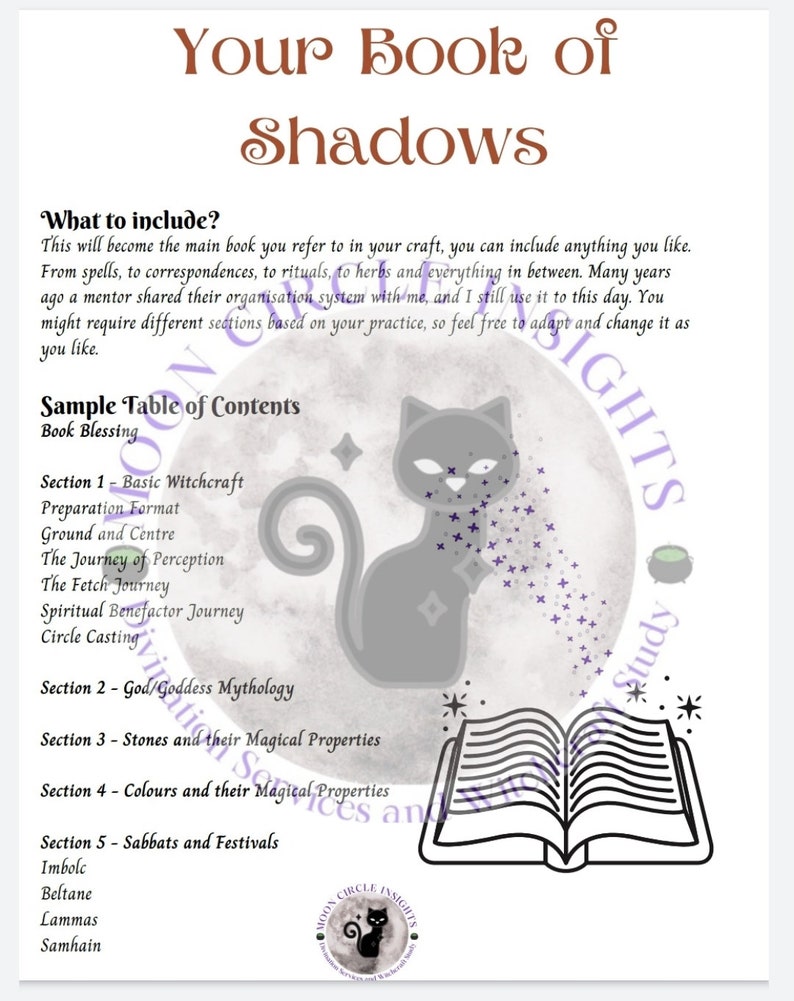 Organising and Creating Your Book of Shadows - PDF Printable Download 6 ...