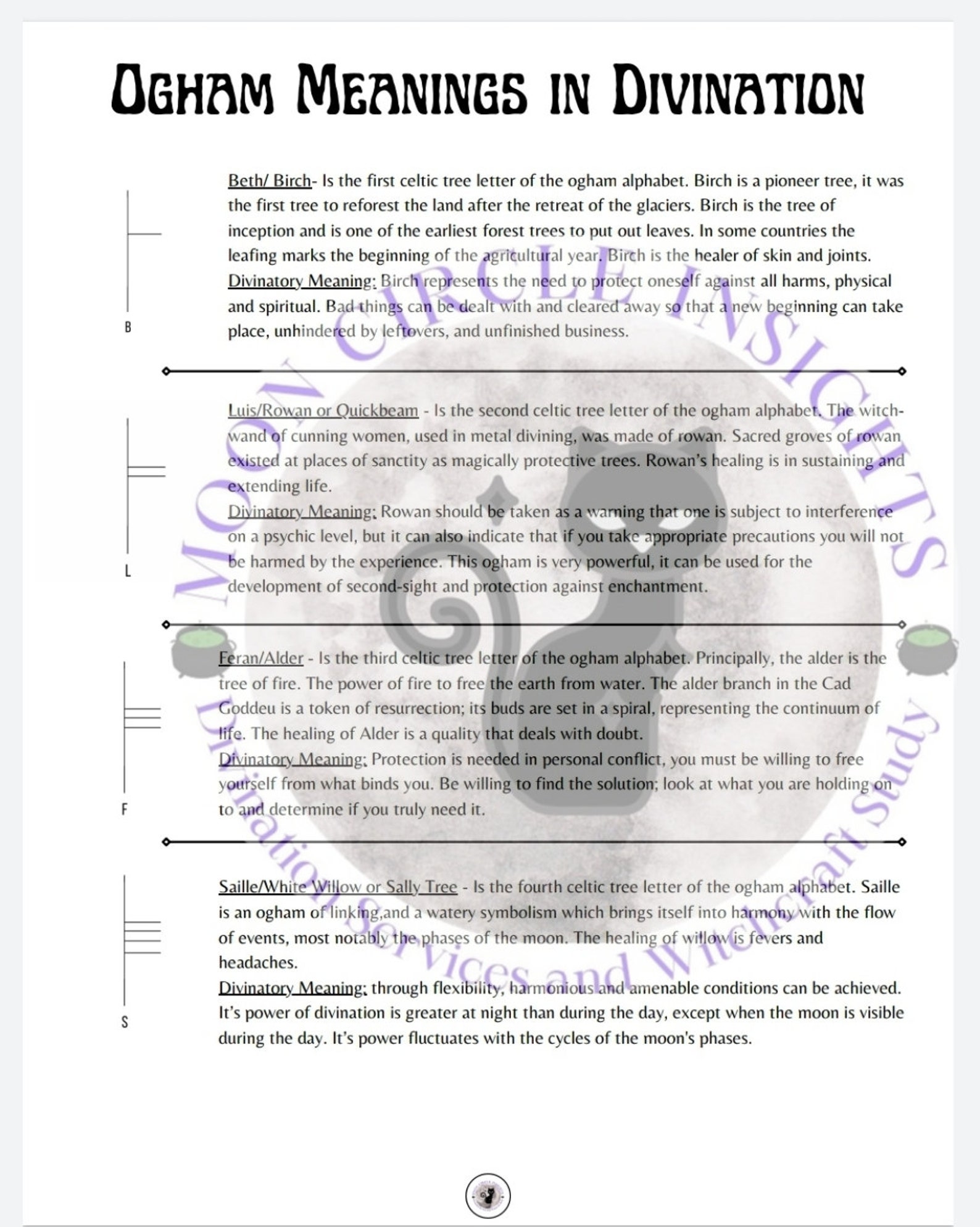 25 Printable Ogham Cards With Meanings and Bonus Witchy Tips! - Etsy